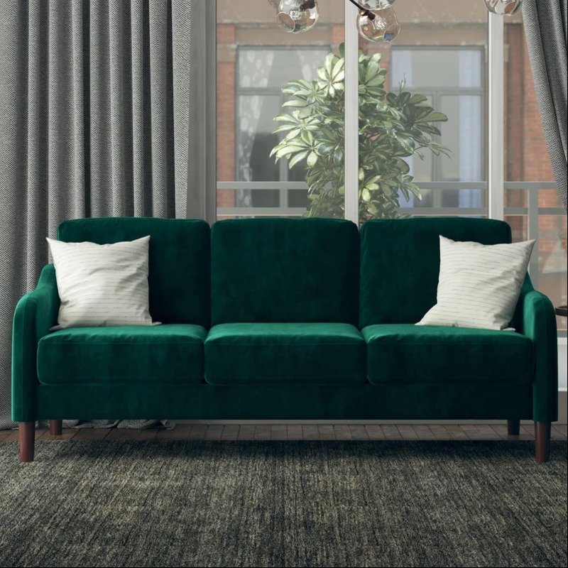 Urban Ellaria 74'' Velvet Round Arm Sofa - Sofa Crafter