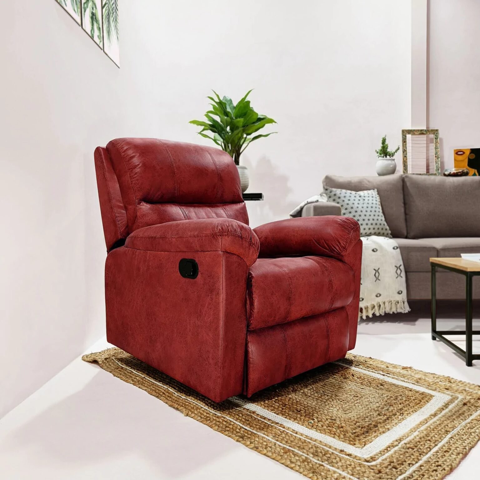 Solid Wood King Fabric Manual Recliner By Sofa Crafter